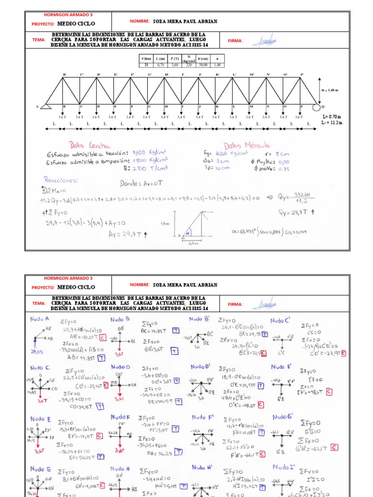Diseño de Ménsula de Hormigon Armado Metodo Aci 318S-14 | PDF ...
