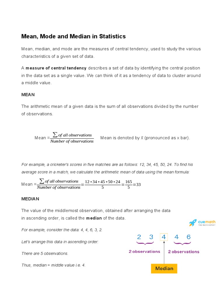 Mean Mode Median | PDF | Mean | Mode (Statistics)