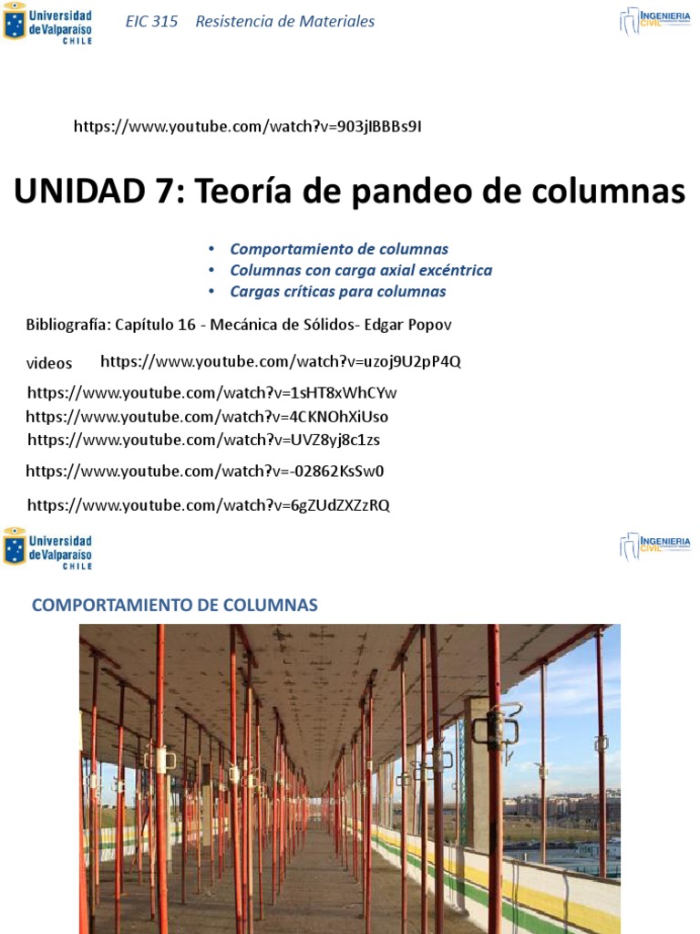 RdM-Unidad 7-Teoría de Pandeo en Columnas | PDF | Pandeo | Elasticidad ...