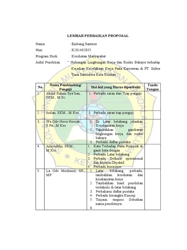 Lembar Perbaikan Proposal | PDF