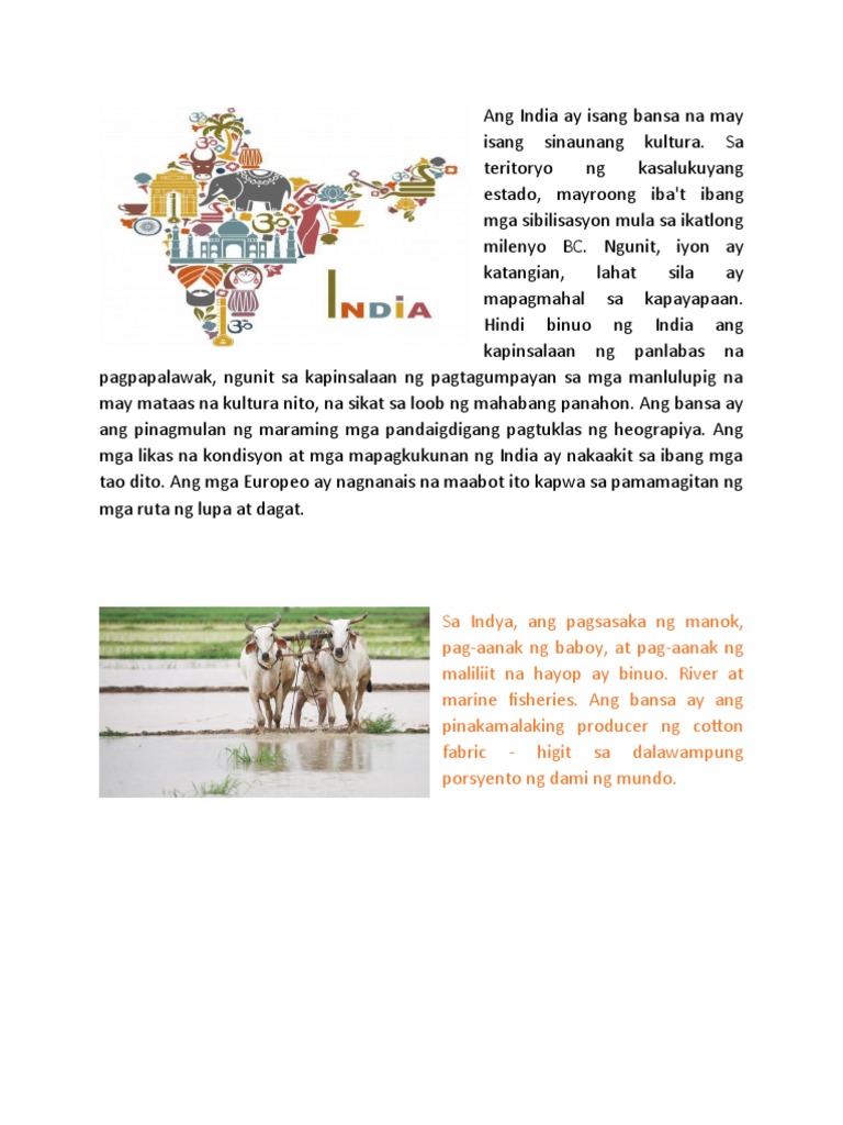 Ang India Ay Isang Bansa Na May Isang Sinaunang Kultura | PDF