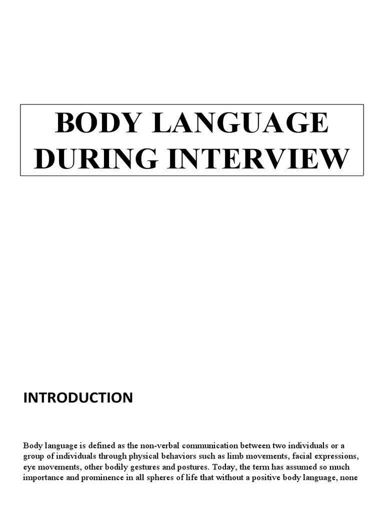 Body Language During Interview | PDF | Body Language | Nonverbal ...