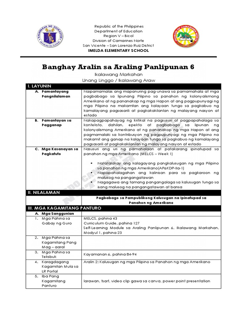 AP6-Q2-W1-D2, Pagbabago Sa Pampublikong Kalusugan Na Ipinatupad Sa Panahon NG Amerikano - Demo ...