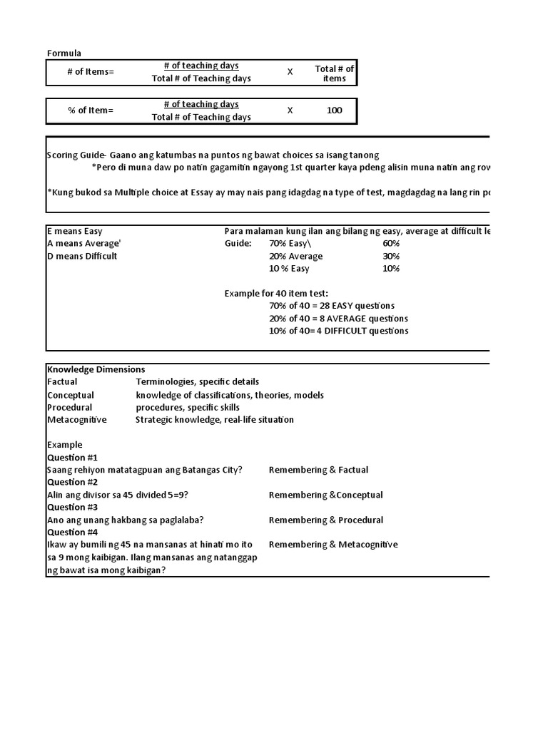 Sample 3 Way TOS | PDF | Mathematical Objects | Algebra