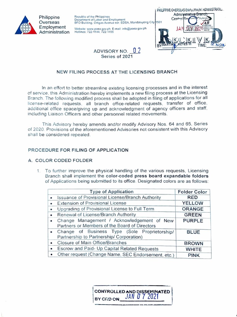 POEA Advisory No. 02 Series of 2021 | PDF | Business