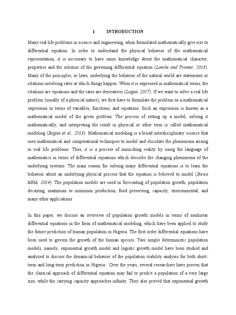 Application of Ordinary Differential Equation | PDF | Logistic Function | Equations
