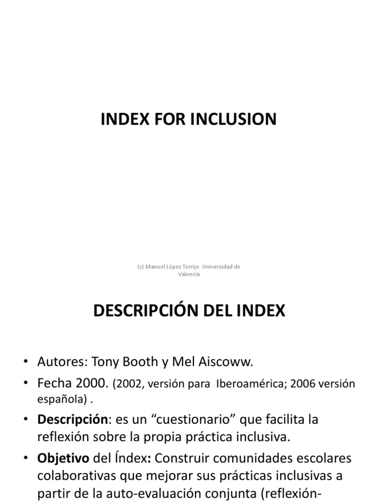 Index For Inclusion | PDF | Inclusión (Educación) | Evaluación