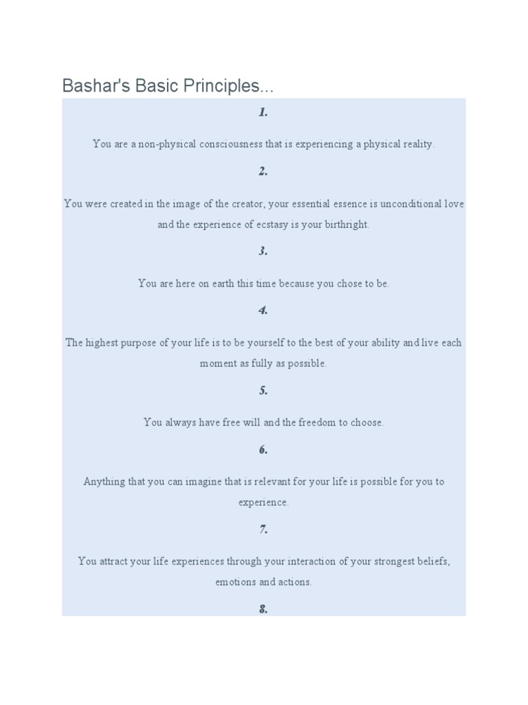 Bashar's Basic Principles | PDF