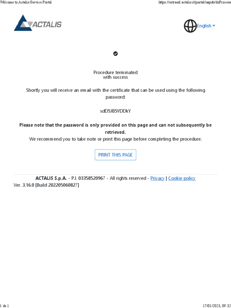 Welcome To Actalis Service Portal | PDF