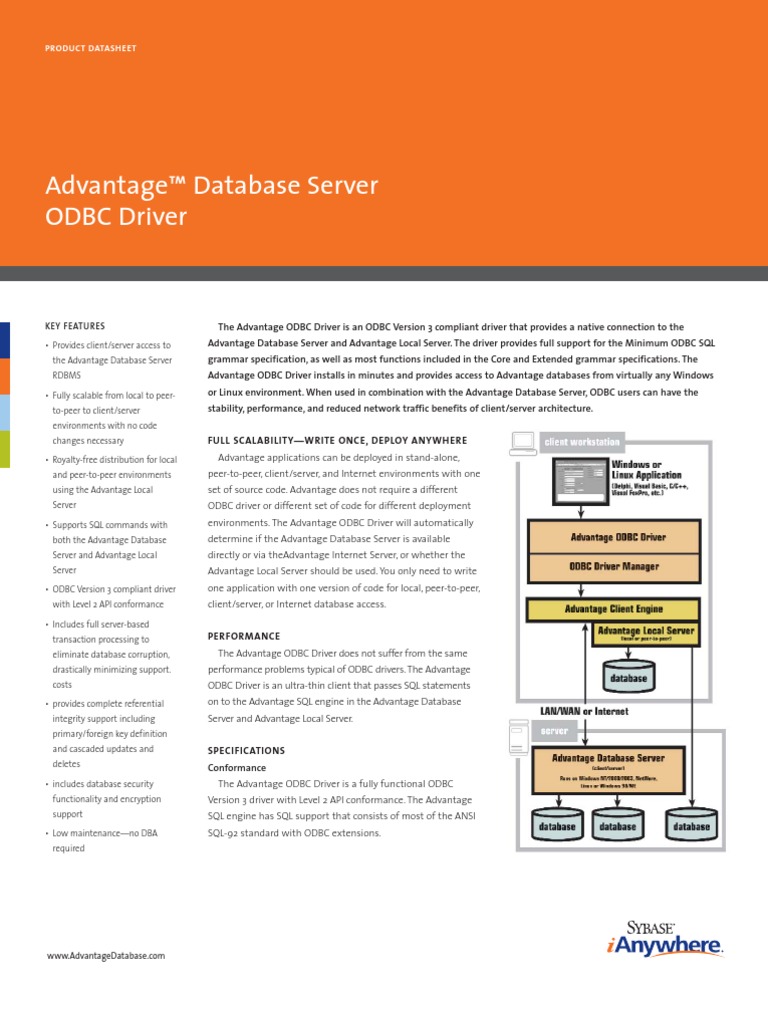 Advantage ODBC Driver DS | PDF | Device Driver | Databases