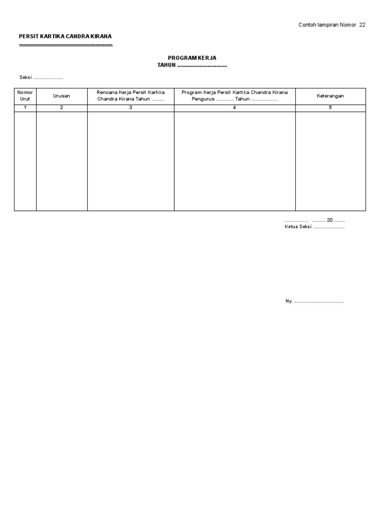 Contoh Blanko Program Kerja Pdf