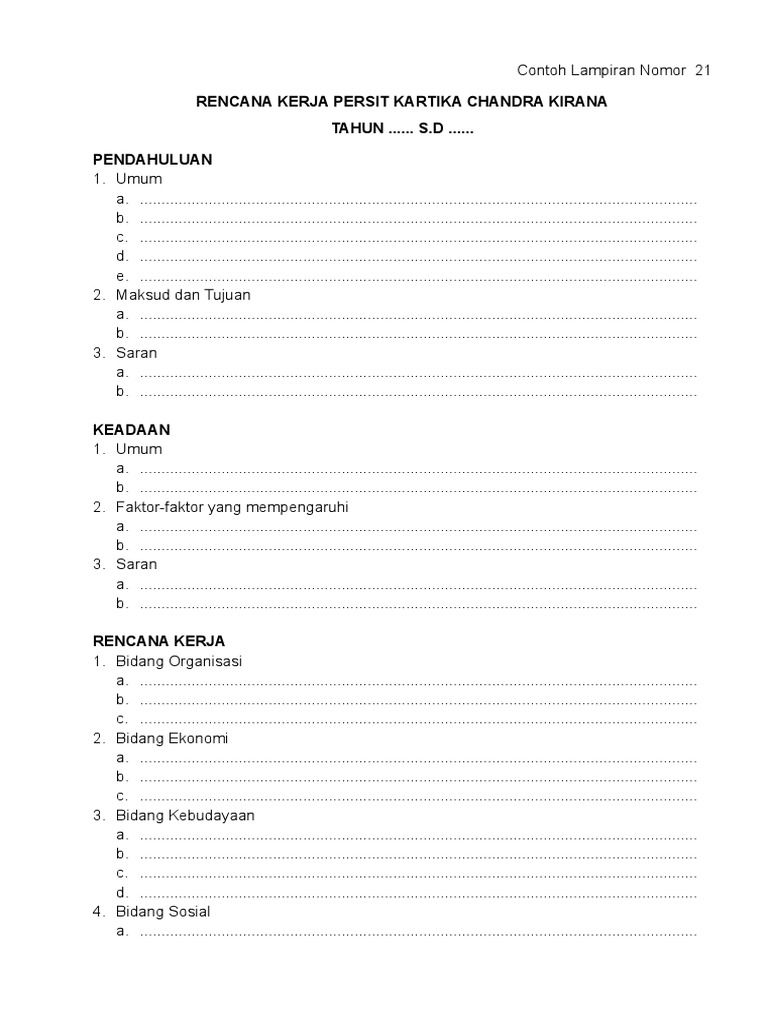 Contoh Bentuk Dan Susunan Rencana Kerja | PDF