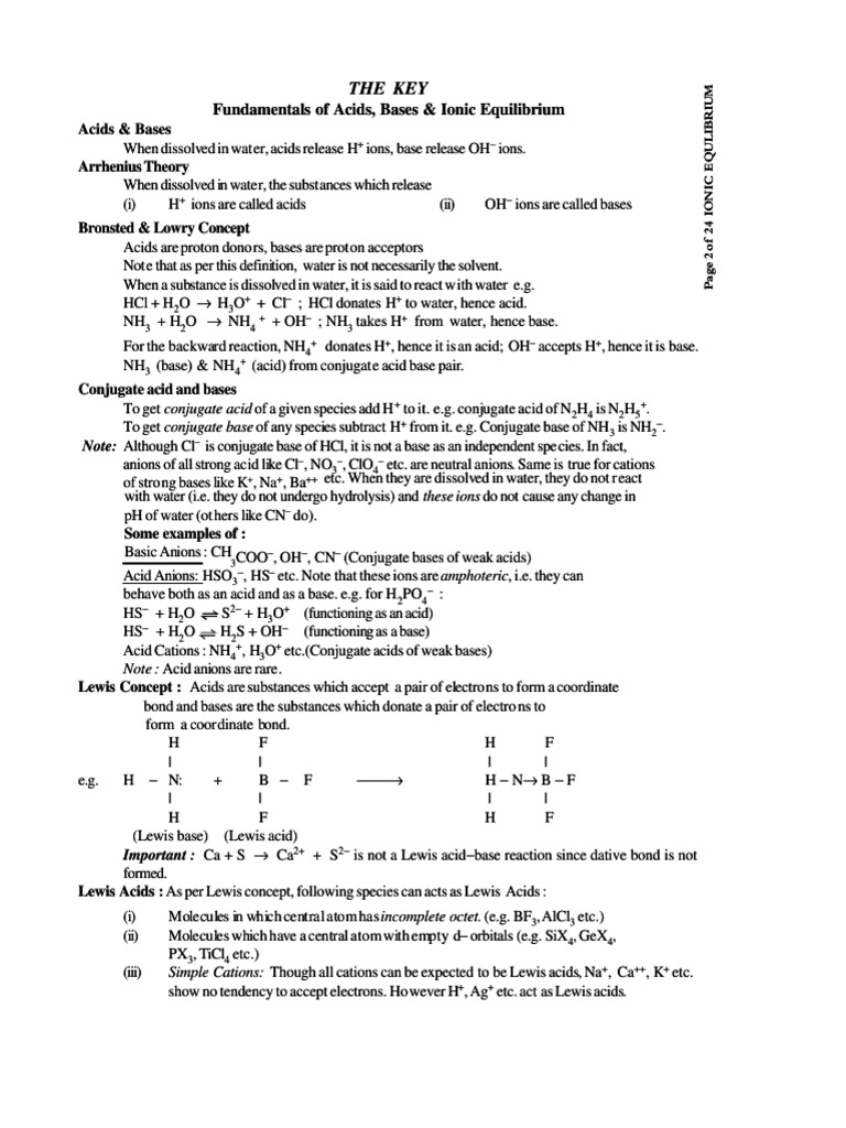 Ionic Equilibrium | PDF | Acid | Acid Dissociation Constant