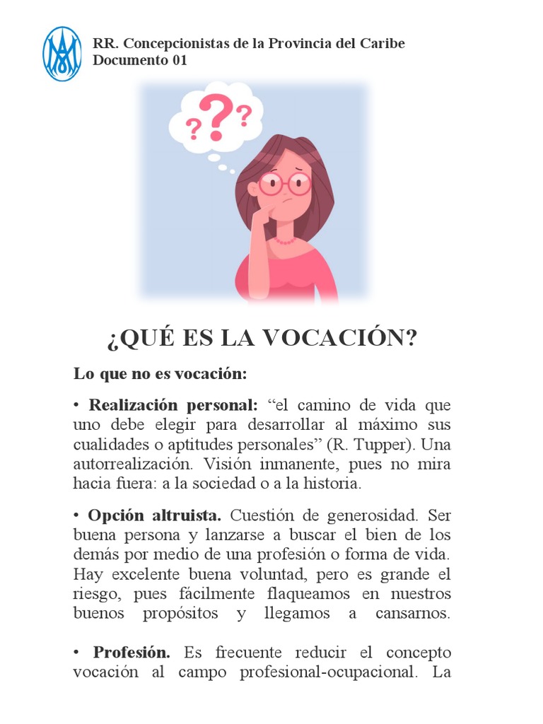 Ficha 1. La Vocación | PDF | Dios | Amor