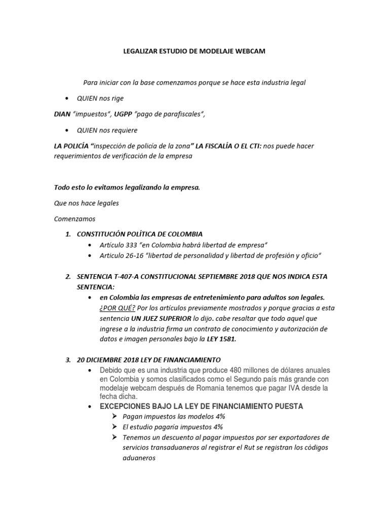 Legalizar Estudio De Modelaje Webcam Descargar Gratis Pdf Impuestos