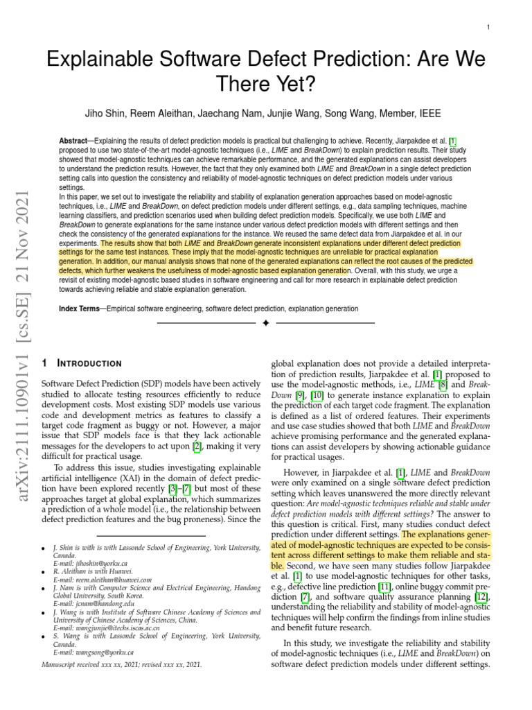 Criticises Explainable Defect Pred Pdf Machine Learning Prediction