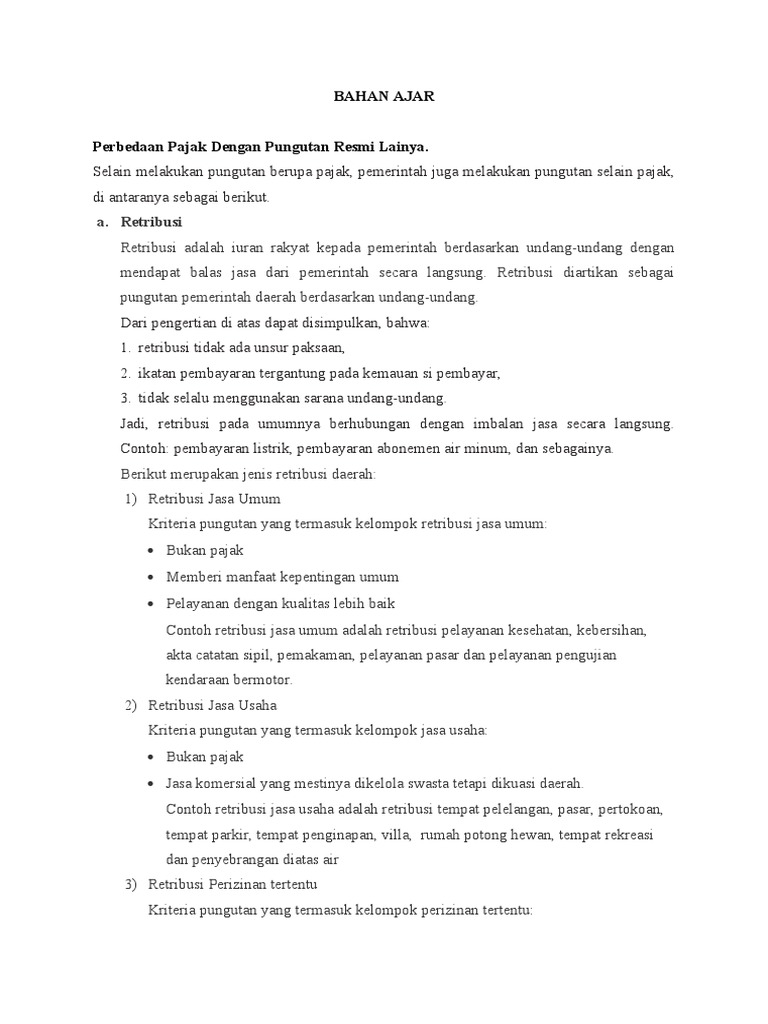 Perbedaan Pajak Dengan Pungutan Resmi Lainnya - RENA | PDF