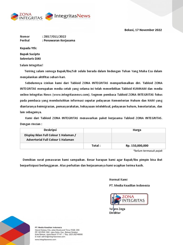 Surat Penawaran Kerjasama | PDF