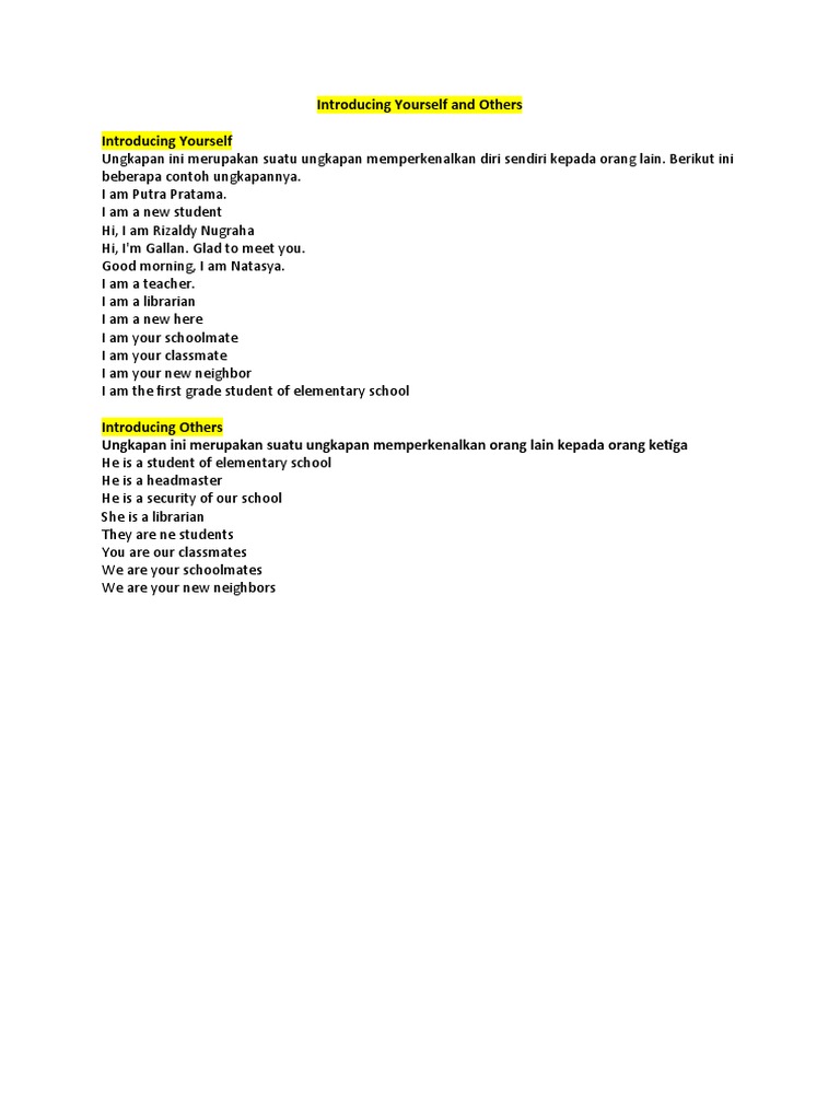 Introducing Yourself and Others | PDF