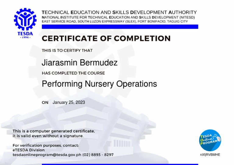 TESDA Performing Nursery Operations NCII | PDF