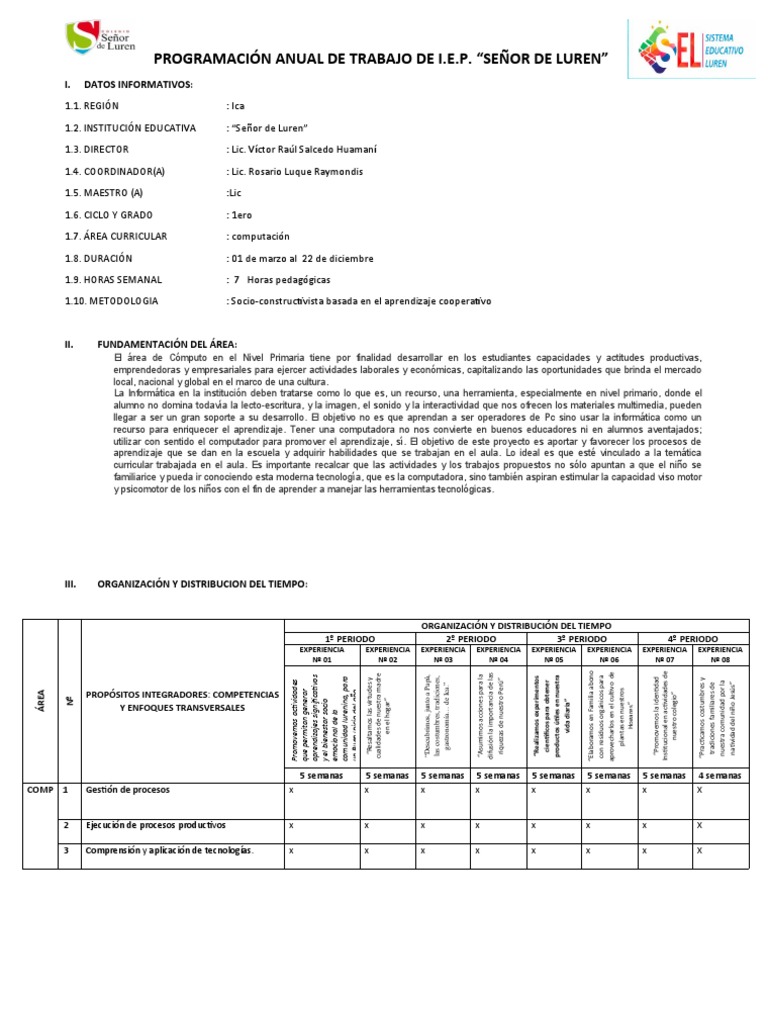 Programa Anual de Cómputo Primaria | PDF | Programa de computadora | Programación