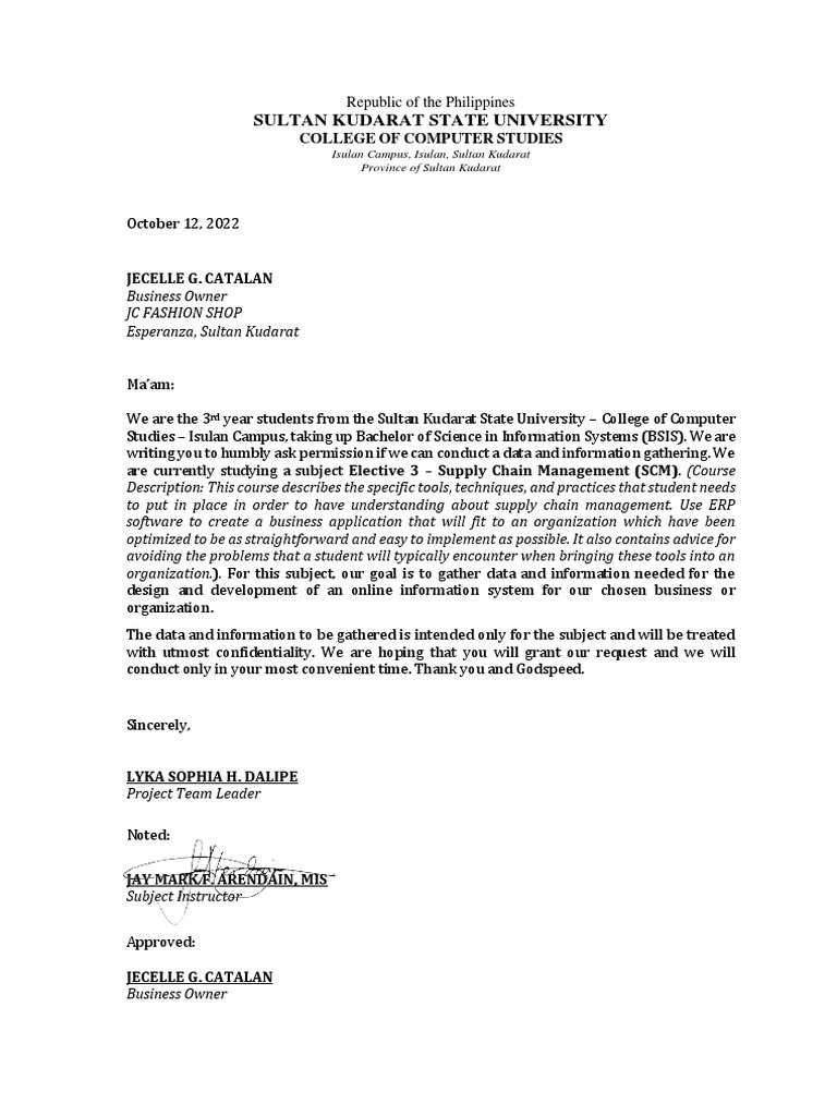 Request for Data Gathering Permission | PDF