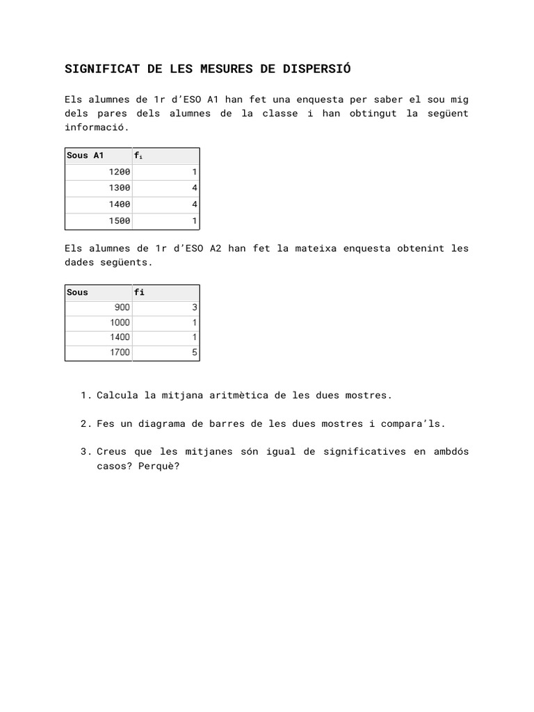 Mesures de Dispersió | PDF