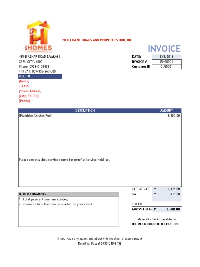 Service Invoice | PDF | Invoice | Value Added Tax