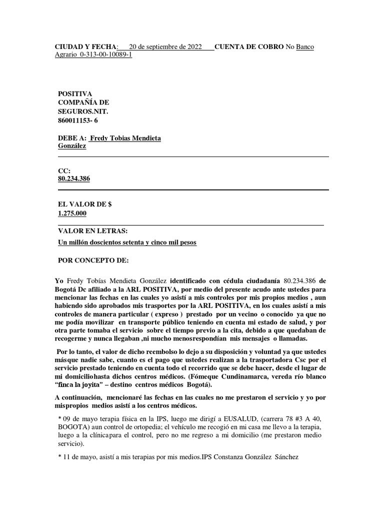 Formato Cuenta de Cobro | PDF