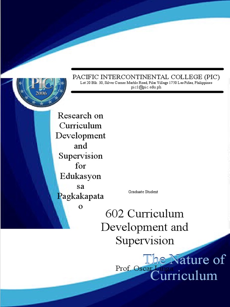 Curriculum Development and Supervision For EsP | Download Free PDF | Curriculum | Learning