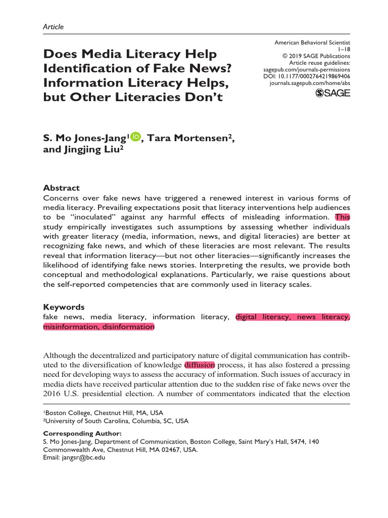 PROP - Does Media Literacy Help Identification of Fake News ...