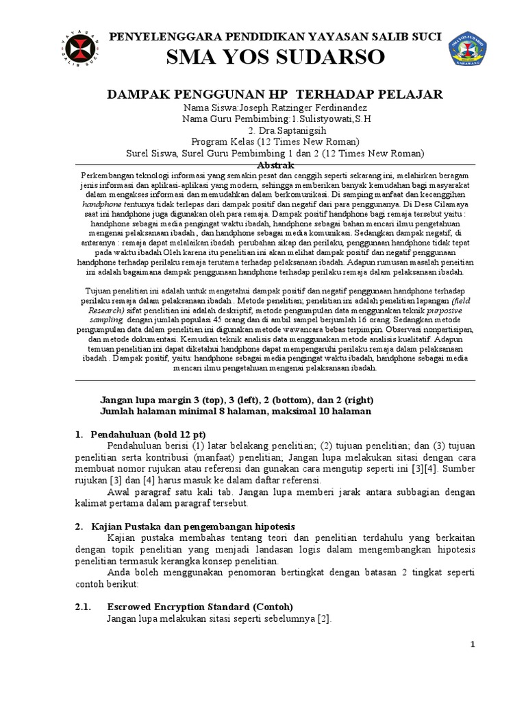 Template Jurnal Ilmiah SMA YOS SUDARSO KARAWANG | PDF