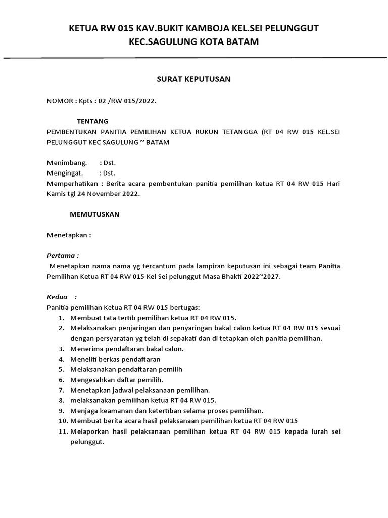 Ketua RW 015 Kav | PDF