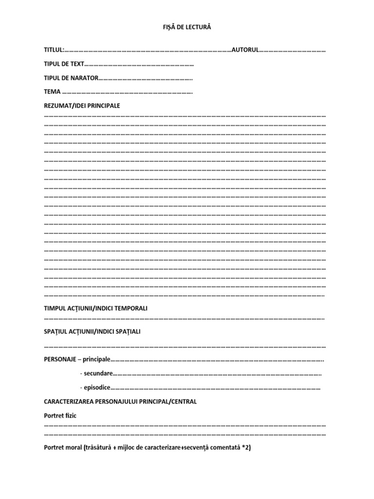 Fisa de Lectura | PDF