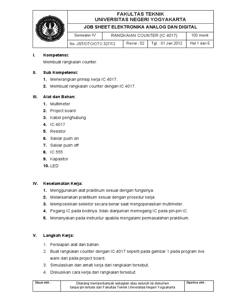 Membuat Rangkaian Counter Menggunakan IC 4017 | PDF