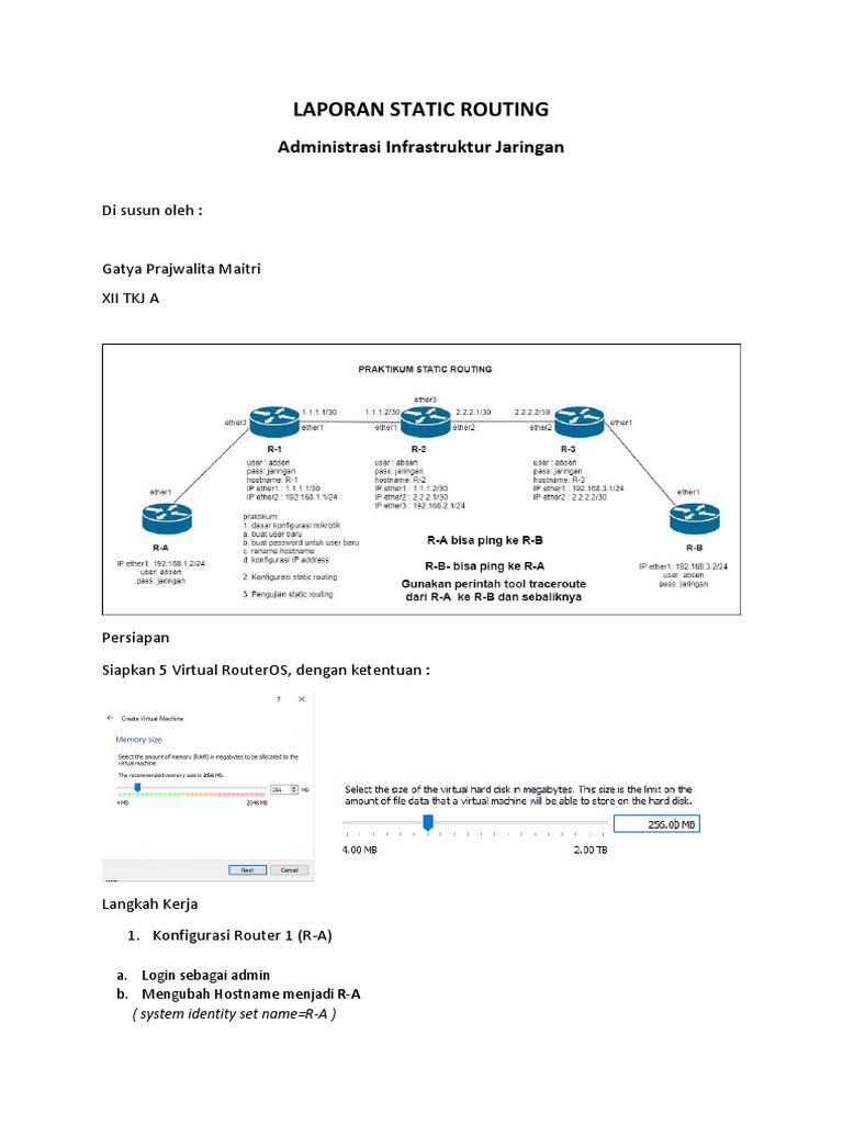 Konfigurasi Static Routing RouterOS | PDF