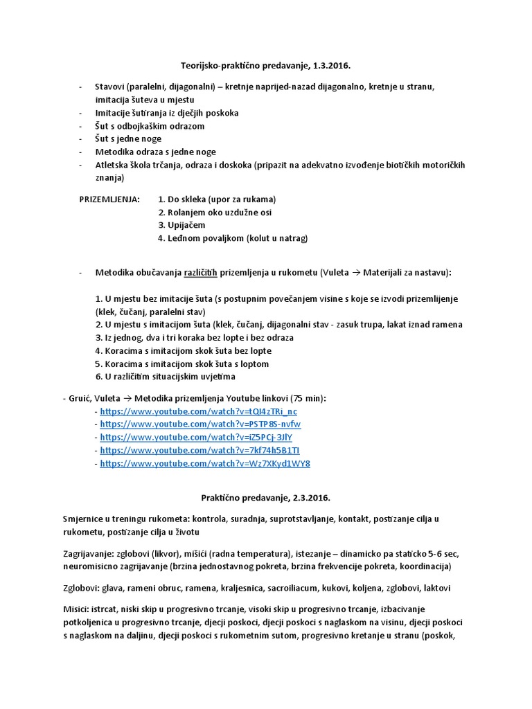 Rukomet - Bilješke S Predavanja | PDF