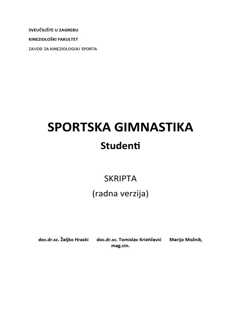 Sportska Gimnastika Skripta | PDF
