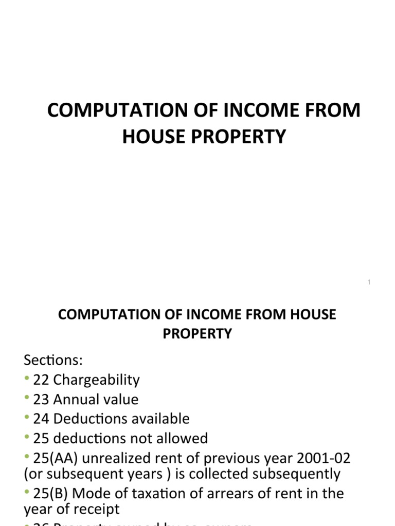 Income From House Property | PDF | Tax Deduction | Renting