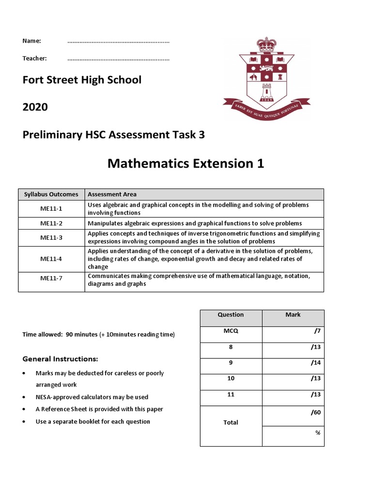 Fort ST 2020 3U Prelim Yearly & Solutions | Download Free PDF ...