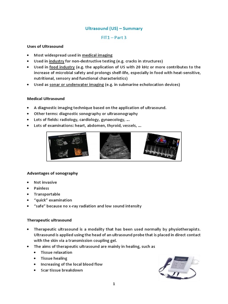 Ultrasound - Summary | PDF | Medical Ultrasound | Ultrasound