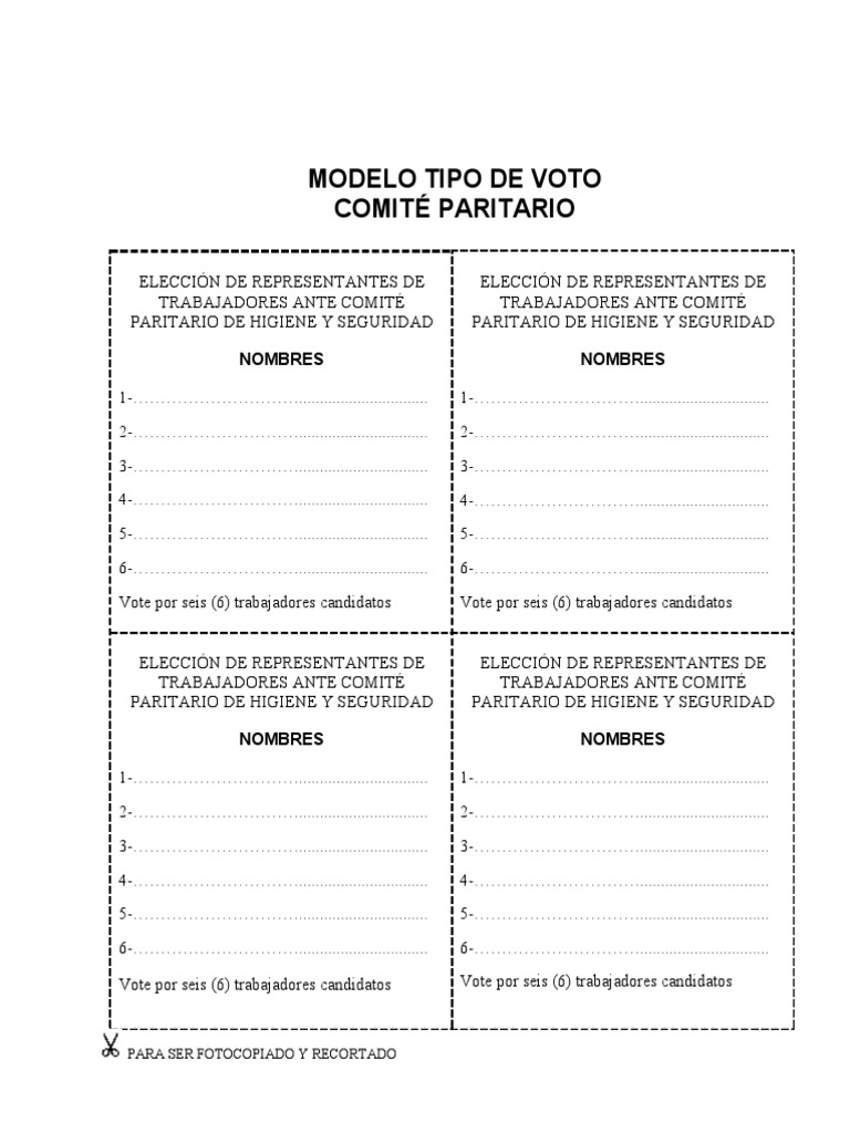 Modelo Voto Comite Paritario | PDF