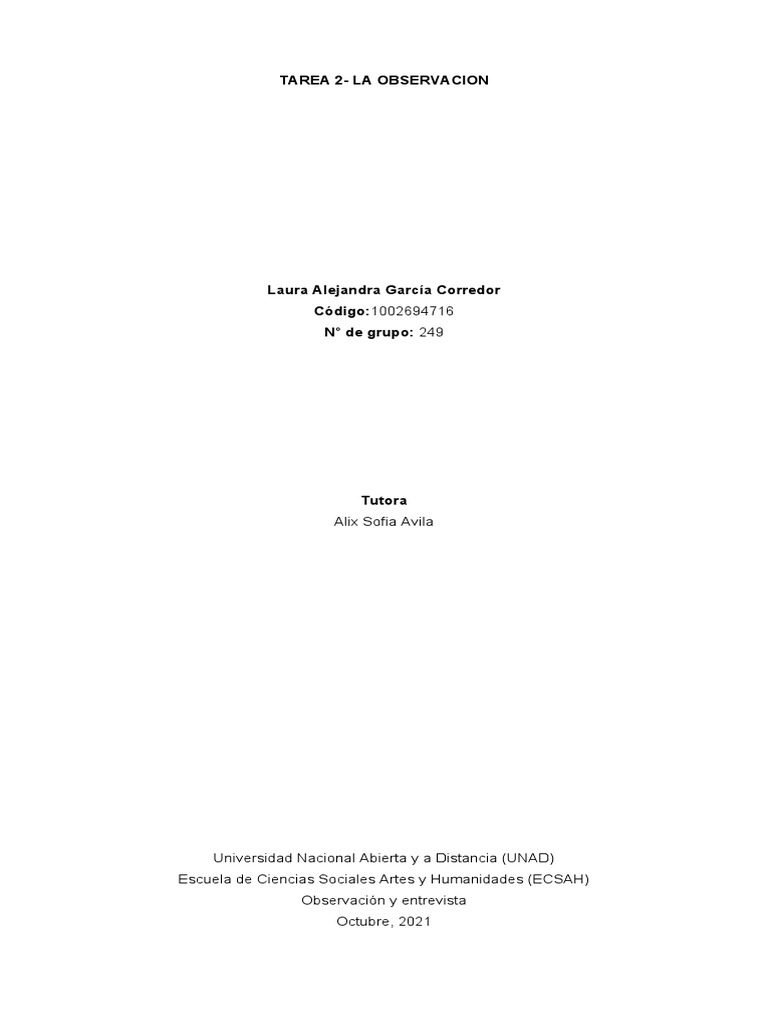 Tarea 2 - La Observacion - Laura Garcia | PDF Tarea 2 - La Observacion - Laura Garcia | PDF