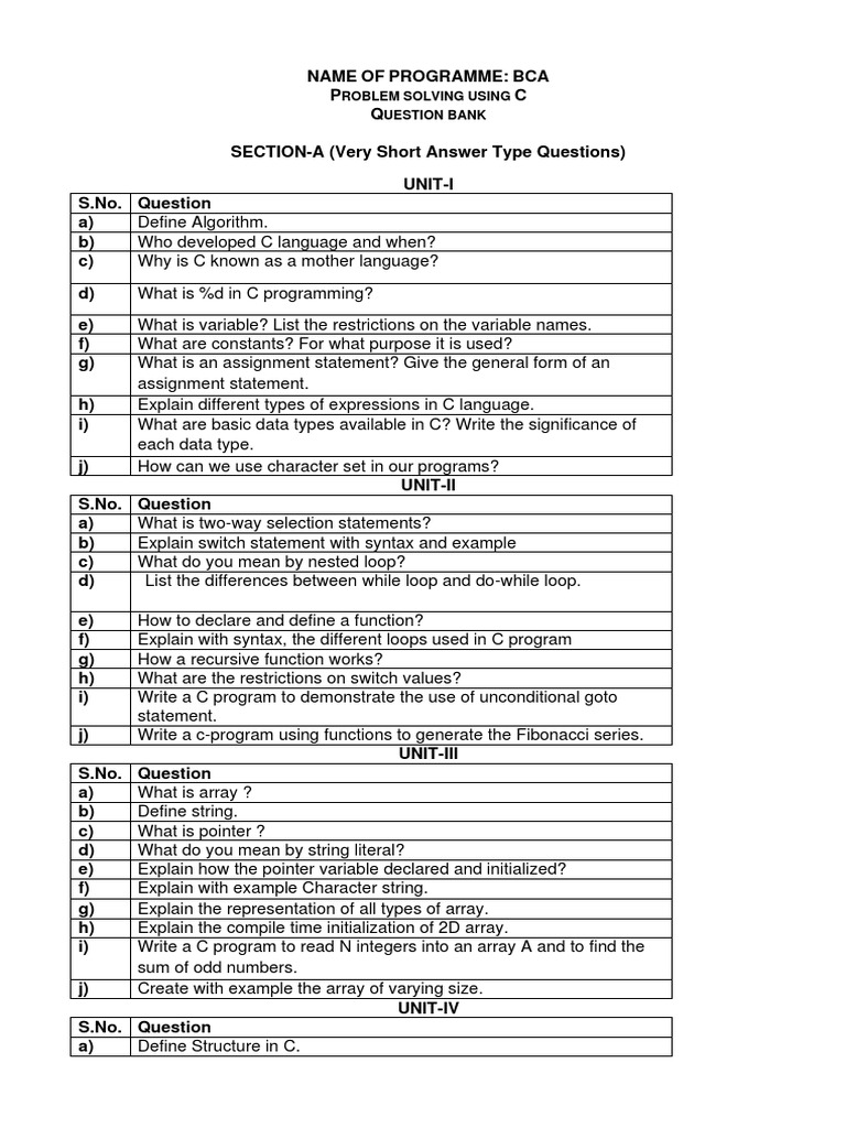 C Question Bank | PDF | Programming | Computer Program