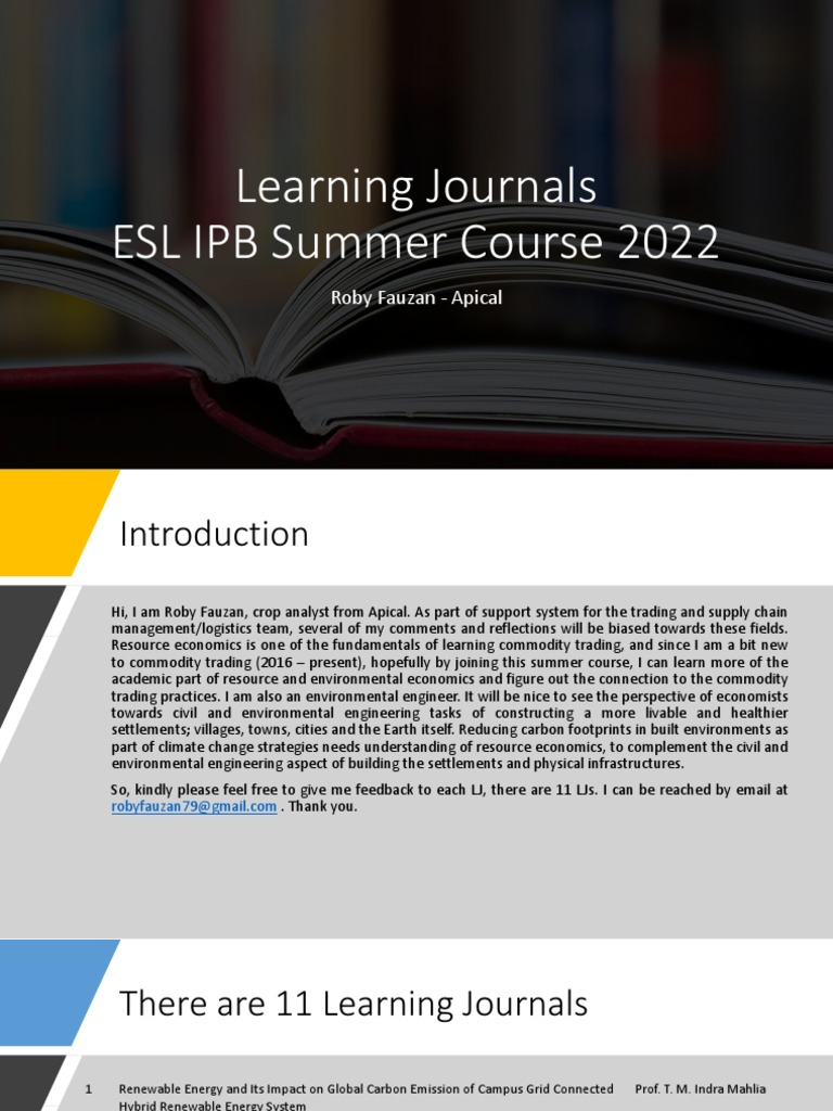 Roby Fauzan From Apical - Learning Journals of ESL IPB SC 2022 | PDF ...