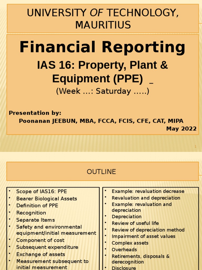 IAS 16 - Property, Plant & Equipment (PPE) | PDF | Depreciation | Fair Value