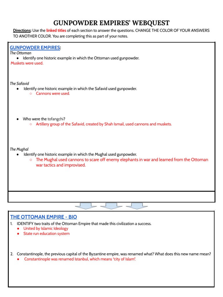 Gunpowder Empires WebQuest Answer Key | PDF | Ottoman Empire | Mughal ...