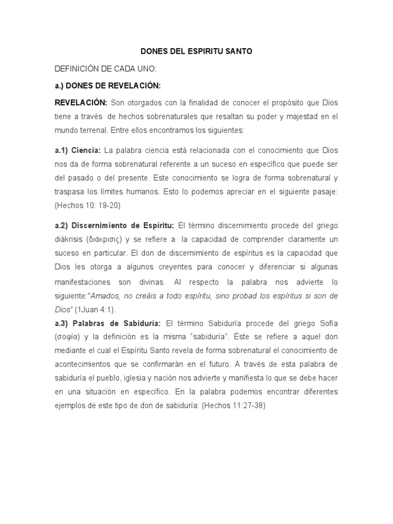 Dones del Espíritu Santo: Guía Concisa | PDF | Profecía | Dios