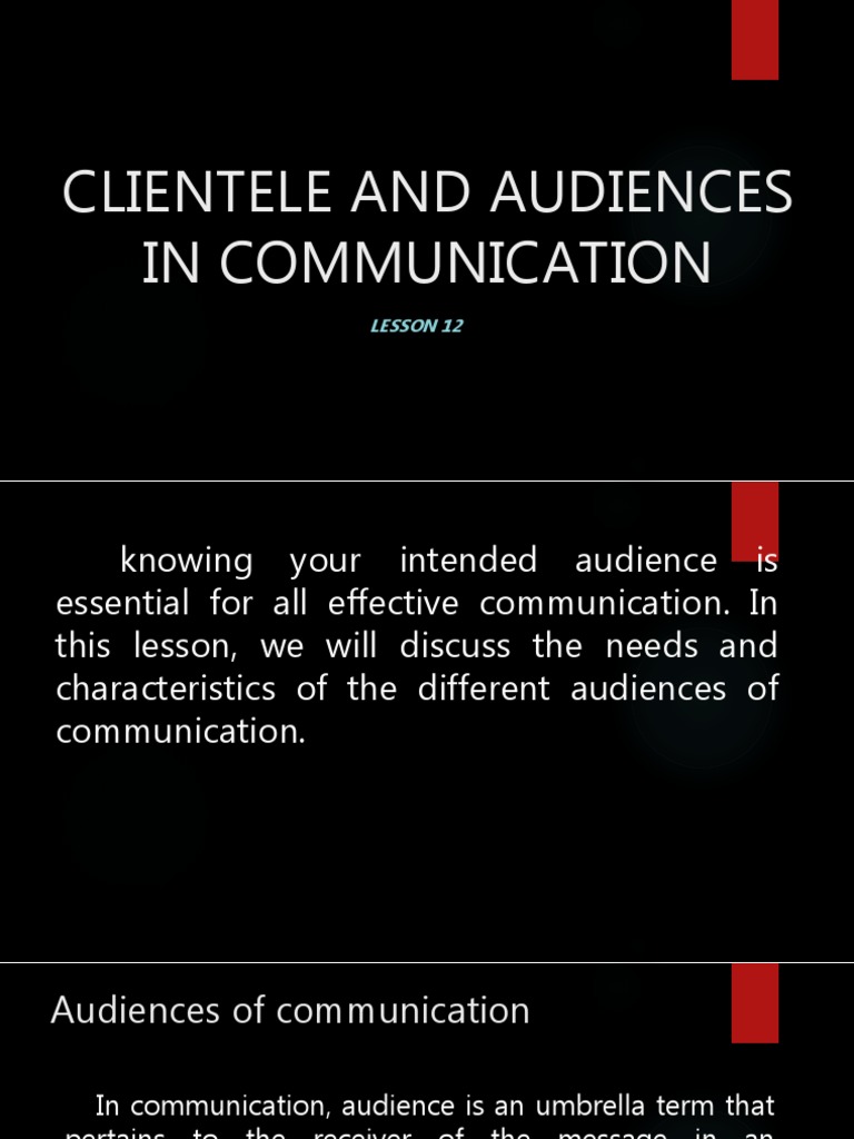 Clientele and Audiences in Communication: Lesson 12 | PDF | Mass Media ...