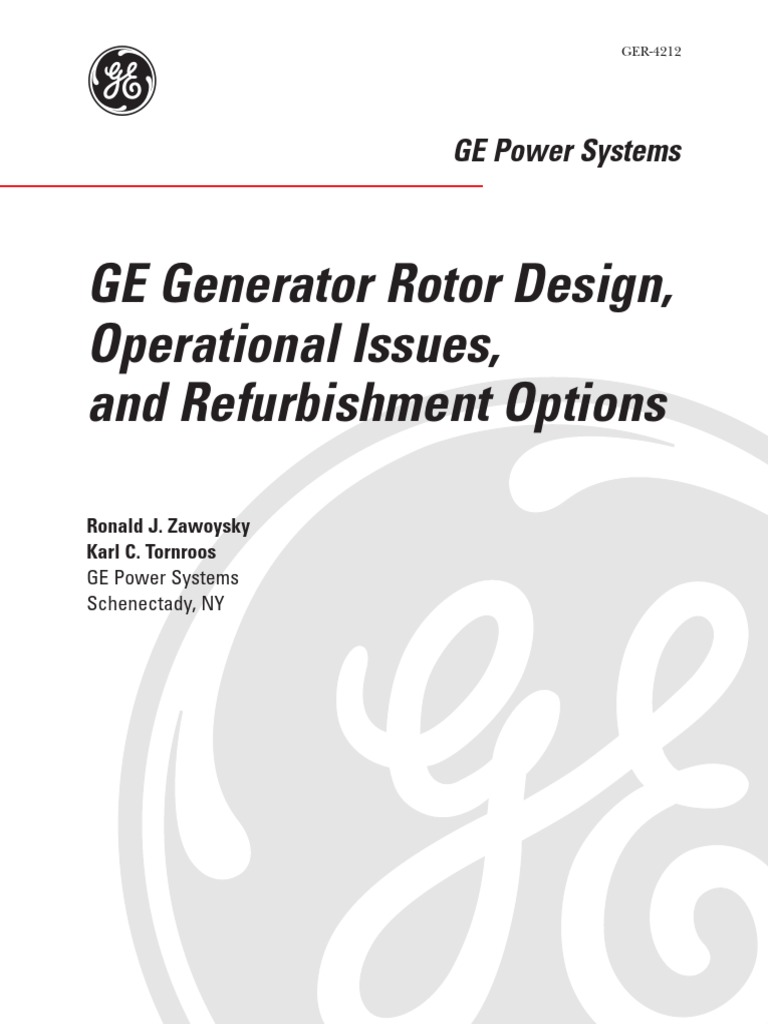 GER4212 GE Generator Rotor Design Ops Issues Refubishment Options | PDF ...